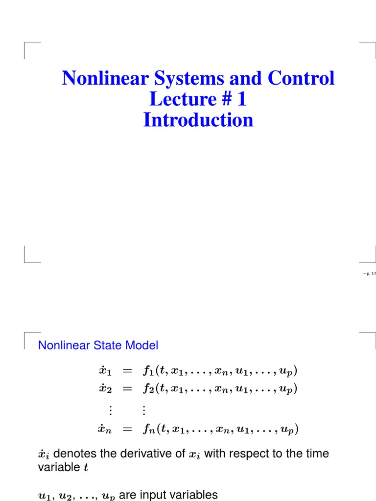 Lecture On Introduction To Control Theory | PDF | Continuous Function ...