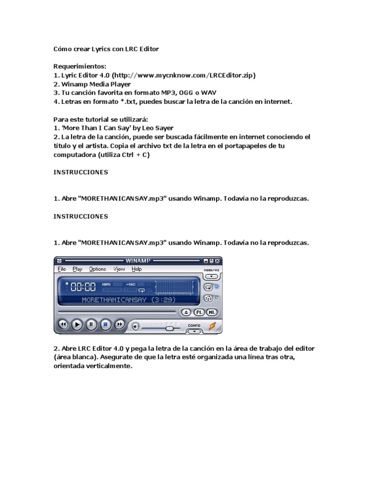 Cómo Crear Lyrics Con LRC Editor Perra | PDF | Mp3 | Software