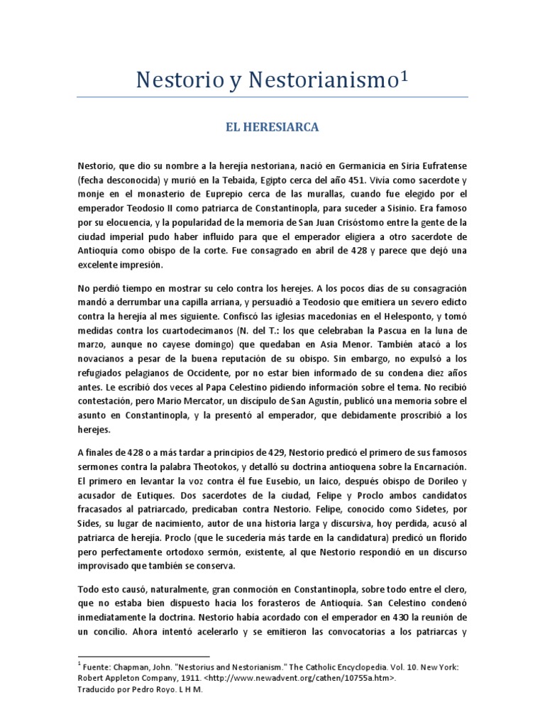 Nestorio y Nestorianismo Enciclopedia Católica | PDF | Consejo de ...