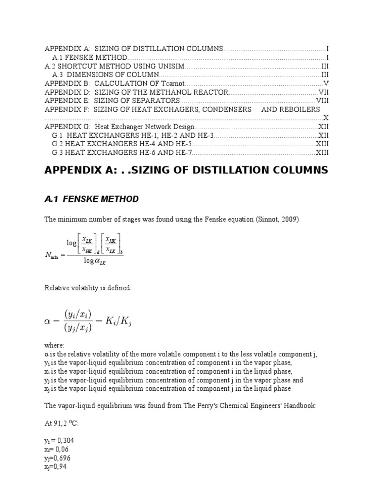 Appendix A: - .Sizing of Distillation Columns | PDF | Distillation ...