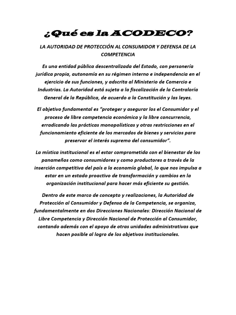 Qué es la ACODECO