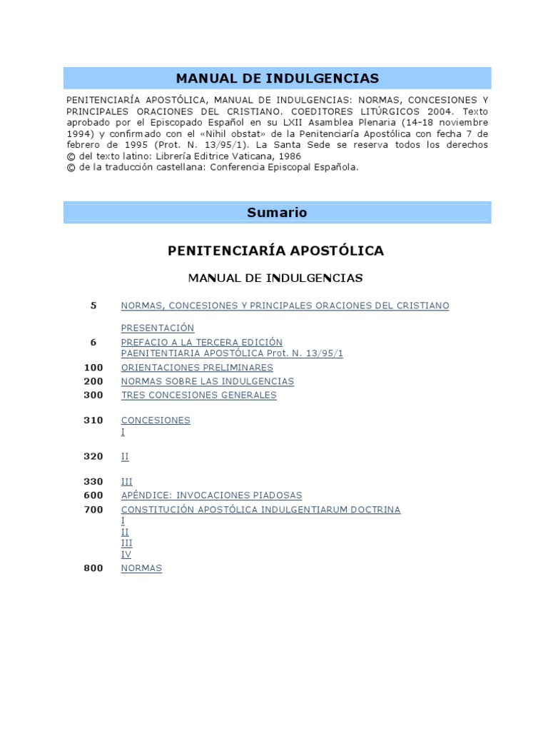 Manual De Indulgencias Enchiridion Pdf Indulgencia Misa Liturgia