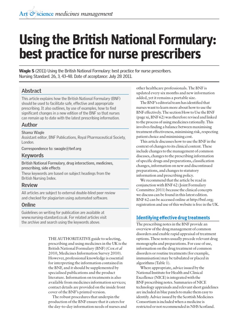 How To Use BNF With Scenarios | PDF | Pharmaceutical Drug | Adverse Effect