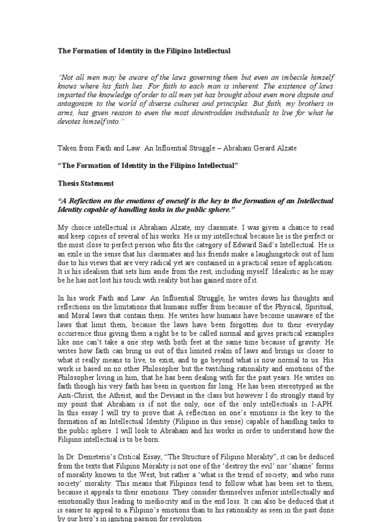 Filipino Intellectual Identity Formation | PDF | Intellectual | Reason