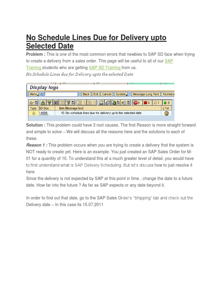 No Schedule Lines Due To | PDF | Delivery (Commerce) | Computing