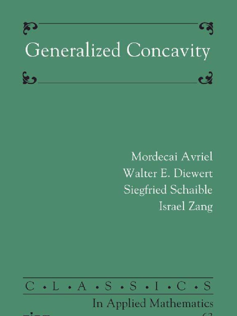 Generalized Concavity Pdf Mathematical Optimization Derivative