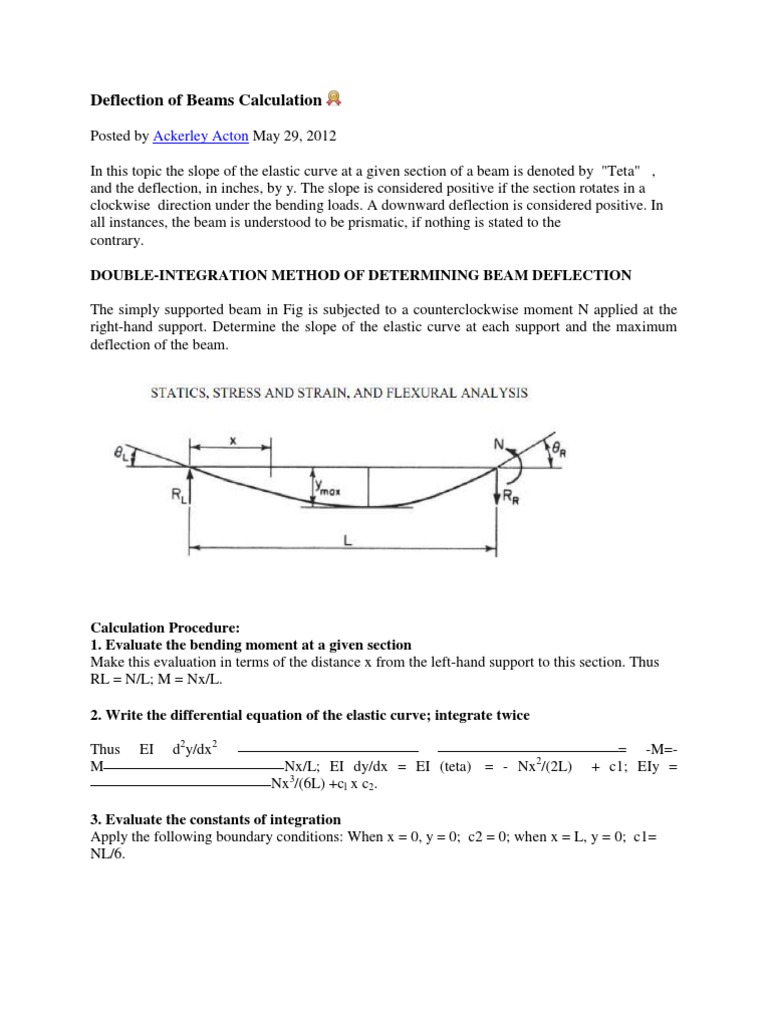 Deflection of Beams Calculation | PDF