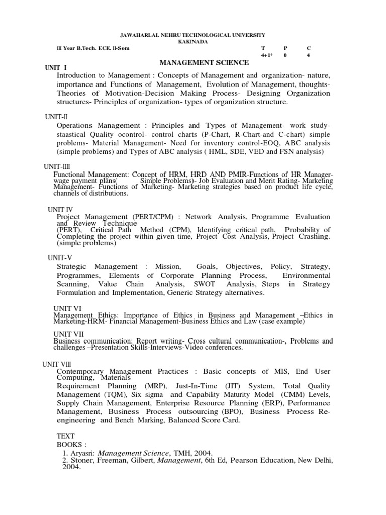 Unit I Management Science | PDF | Strategic Management | Operations ...