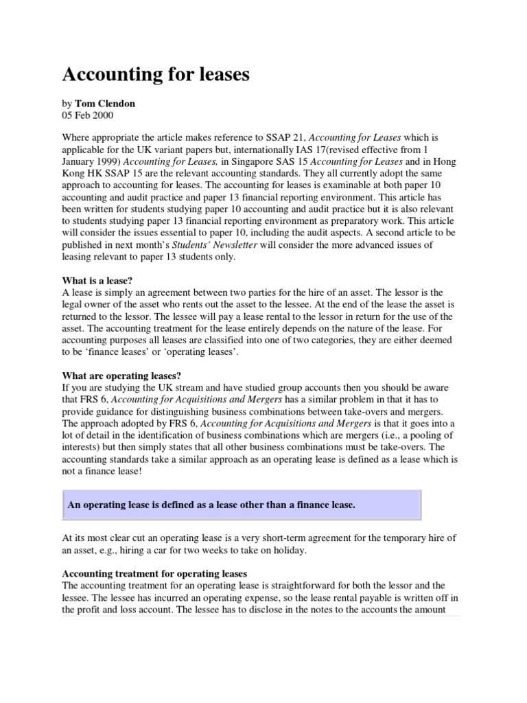 Accounting for leases.pdf | Lease | Balance Sheet