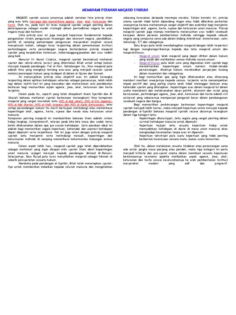 Memahami Peranan Maqasid Syariah | PDF | Karier & Perkembangan | Politik