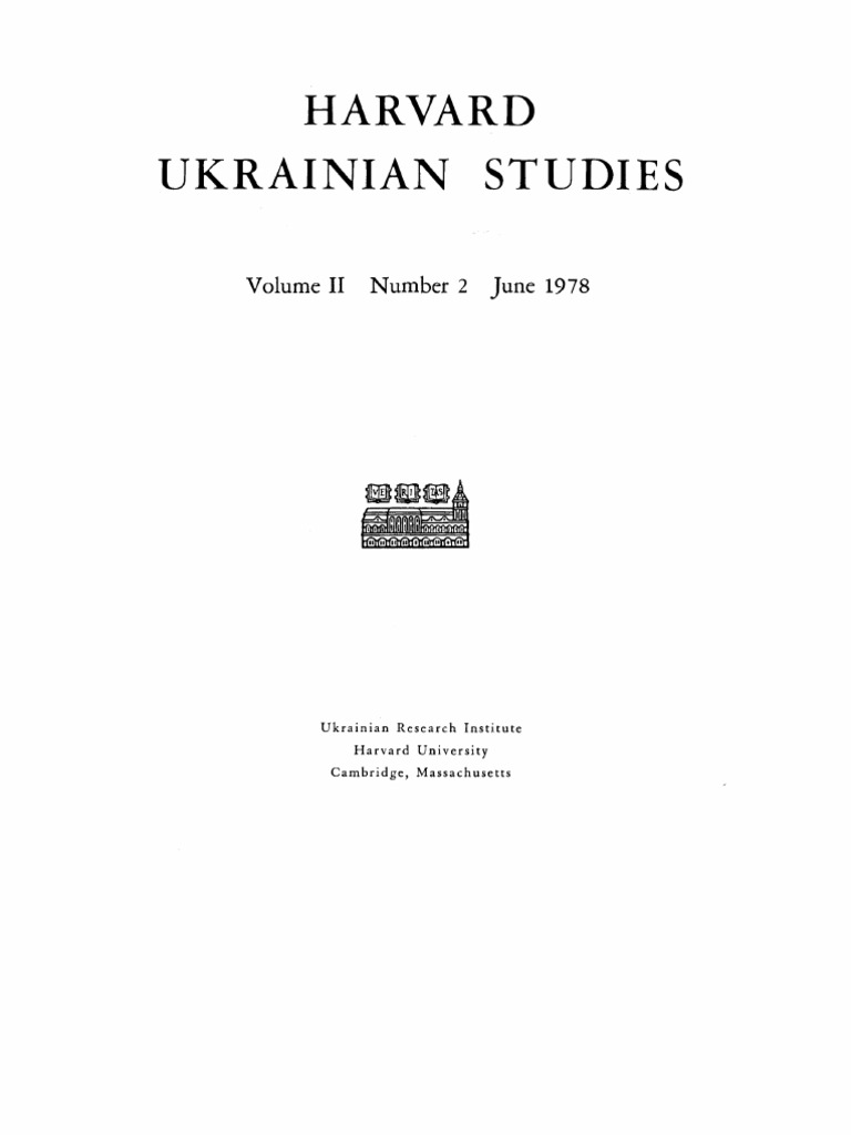 Harvard Ukrainian Studies. Volume II. Number 2. June 1978 | PDF ...