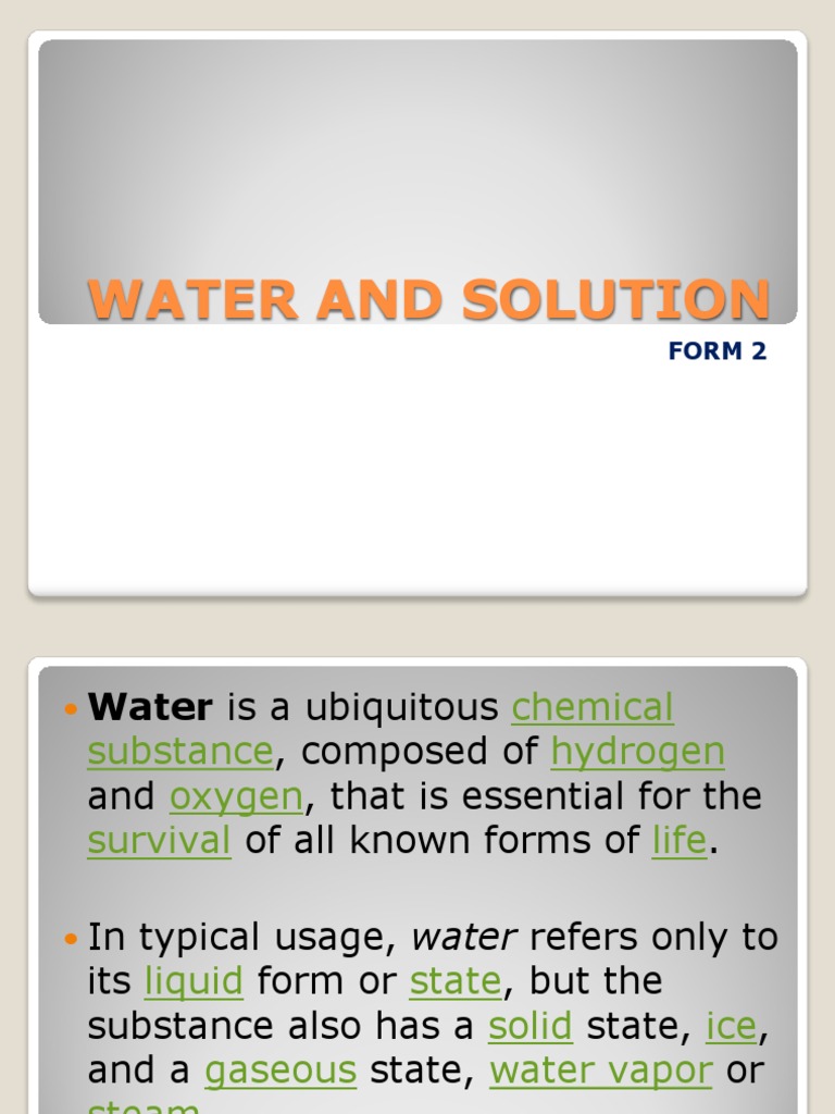 Water and Solution: Form 2 | PDF