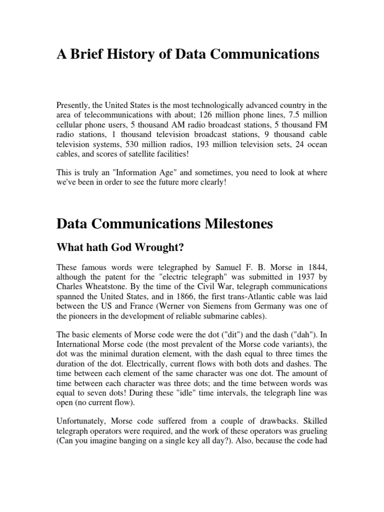 A Brief History of Data Communications | PDF | Telecommunication | Ascii