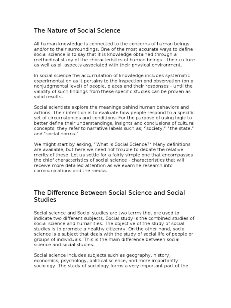 The Nature of Social Science | PDF | Social Science | Science