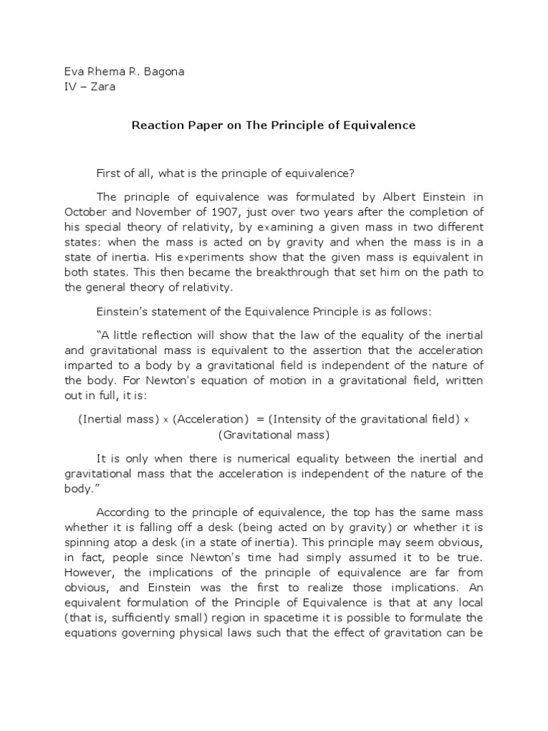 Exploring the Principle of Equivalence, Gravitational Lensing, and ...