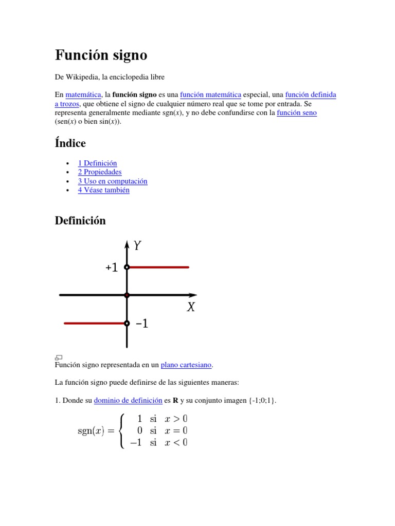 Función Signo: Definición y Propiedades | PDF