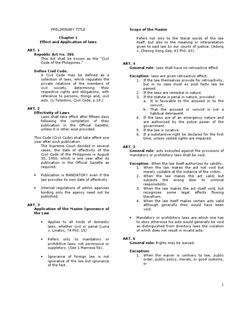 New Civil Code Arts. 1 - 47 | PDF | Legal Personality | Natural And ...