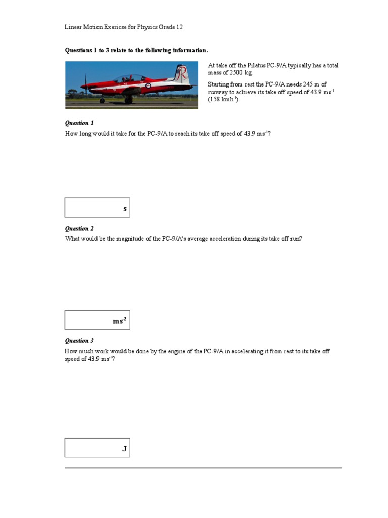 Higher School Physics Linear Motion Q&A | PDF | Acceleration | Force