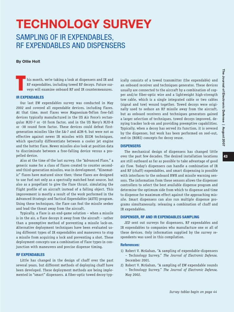 Technology Survey 080107 | PDF | Military Technology | Armed Conflict