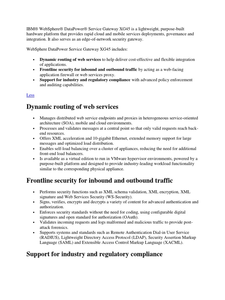 WebSphere DataPower Service Gateway XG45 | PDF | Cloud Computing | Web ...