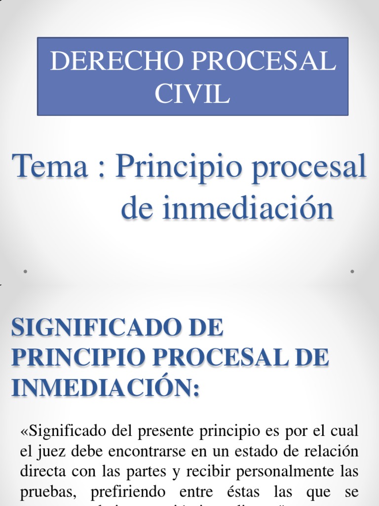 Principio de Inmediacion | PDF