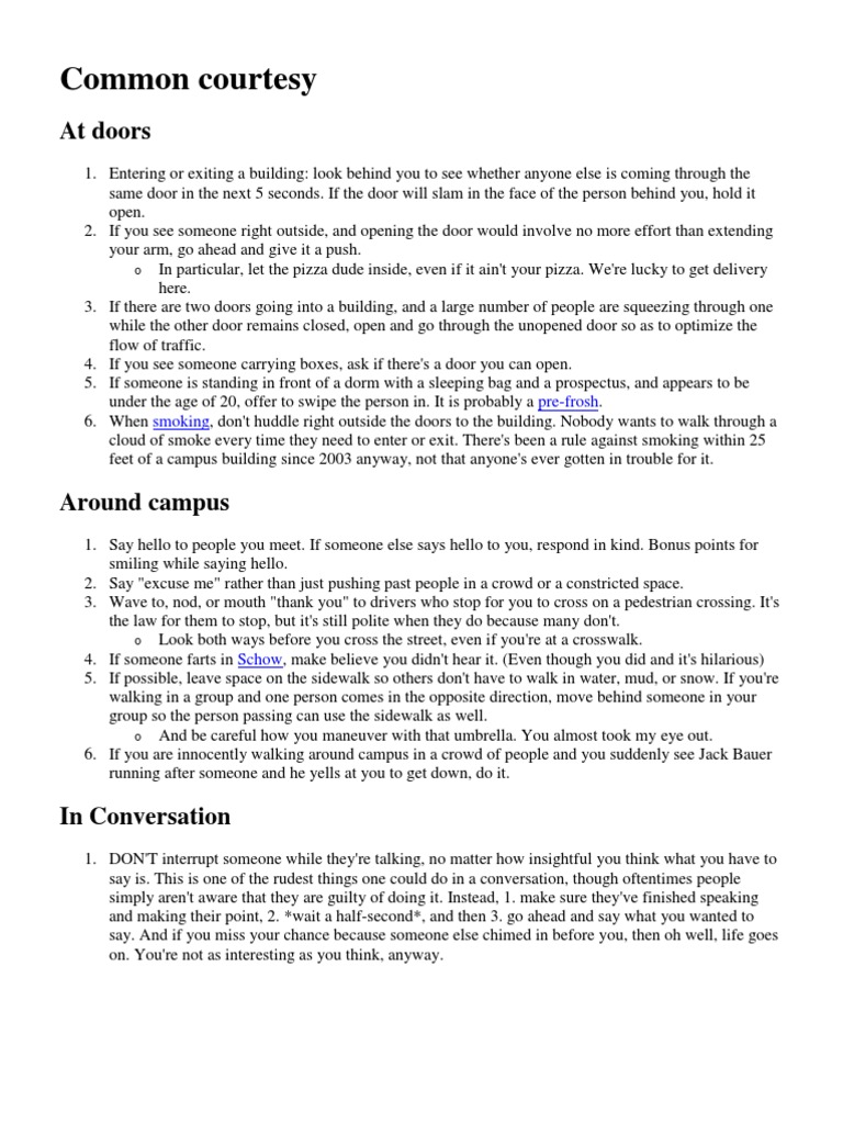 Common Courtesy: at Doors | PDF
