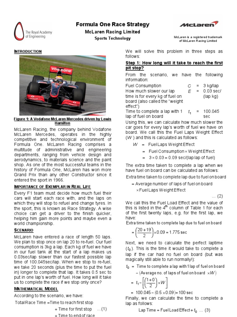 McLaren F1 Race Strategy Analysis | PDF | Computers