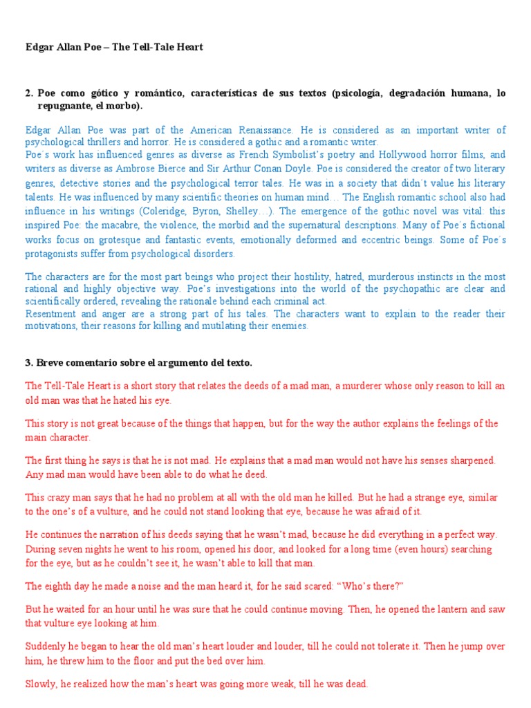 Poe's "The Tell-Tale Heart" Analysis | PDF | Gothic Fiction | Narration