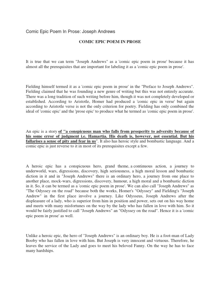 Comic Epic Poem in Prose | PDF | Epic Poetry | Odyssey