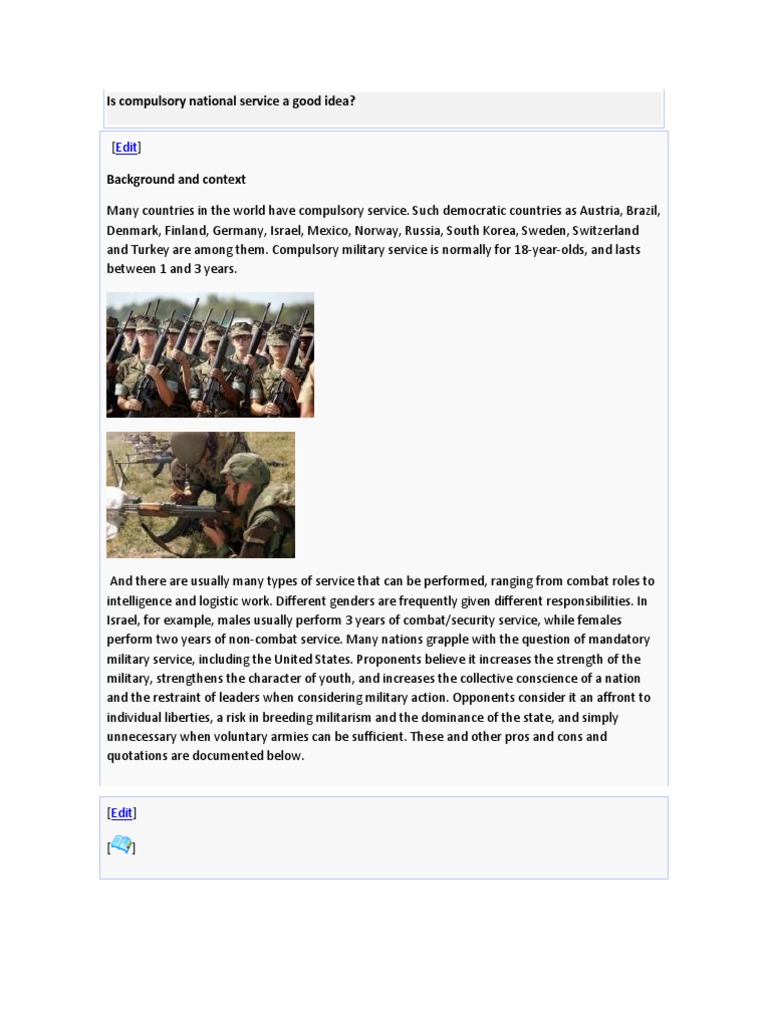 Is Compulsory National Service A Good Idea | PDF | Conscription ...