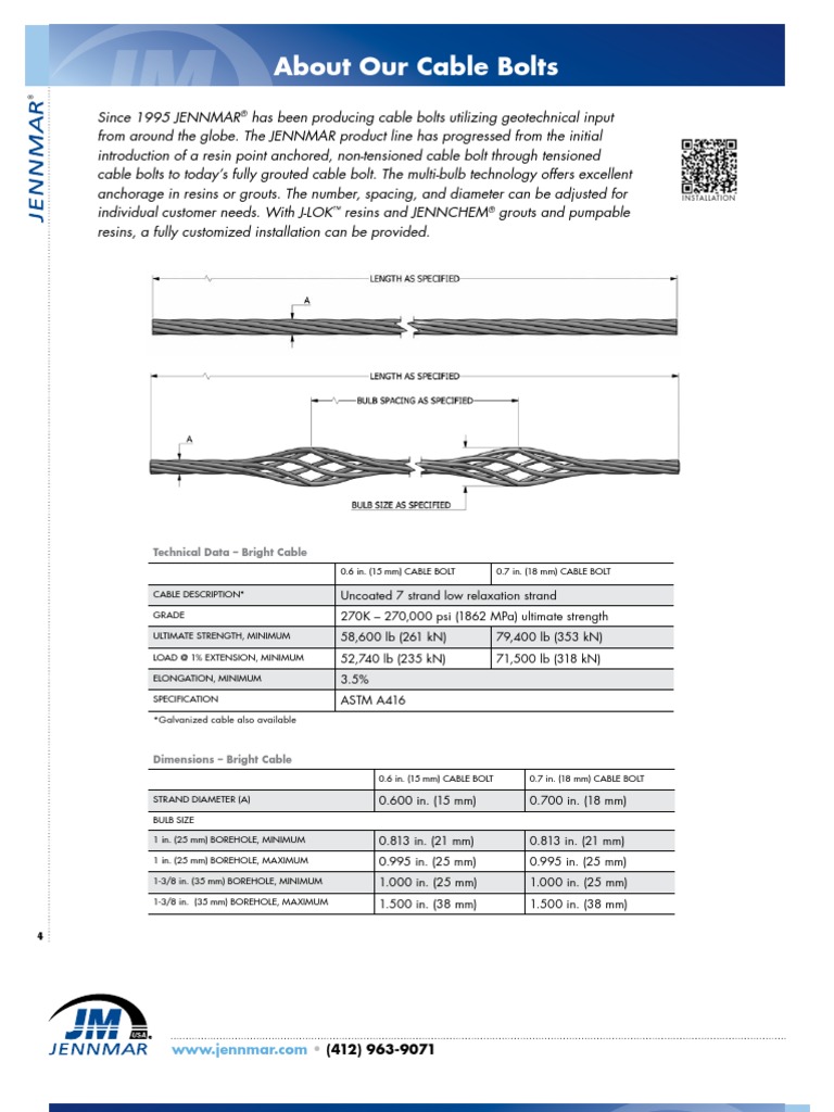 JENNMAR CableBolts | PDF | Cable | Screw