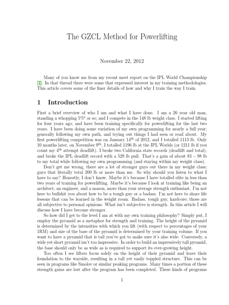 GZCL Method | PDF | Physical Exercise | Strength Training