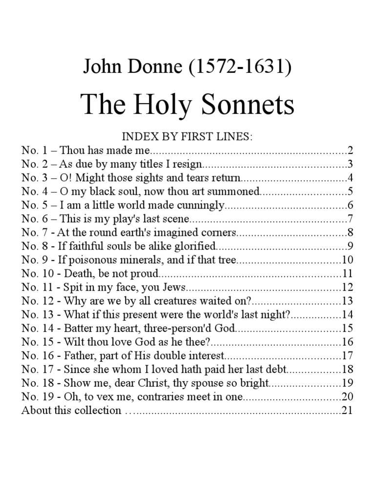 The Holy Sonnets of John Donne | PDF | Religious Belief And Doctrine ...