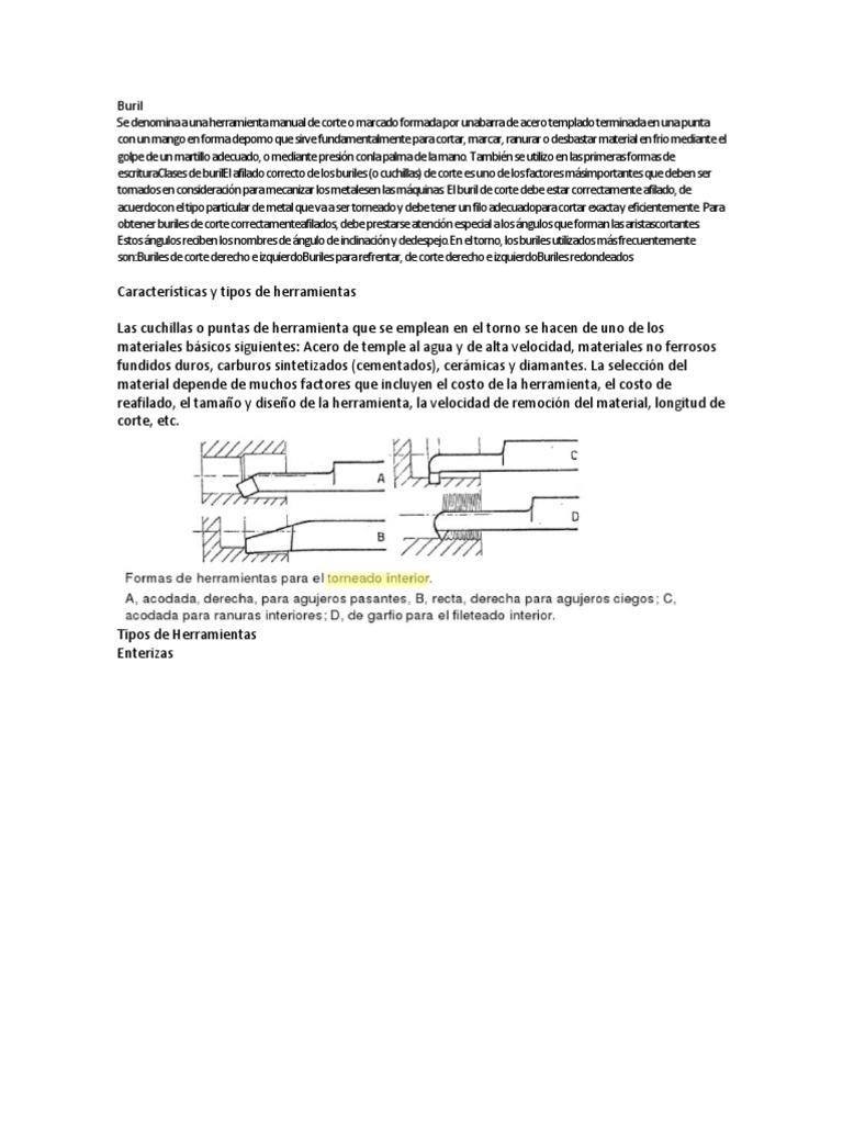 Tipos y Uso del Buril en Metalurgia | PDF | Hogar, jardinería y bricolaje