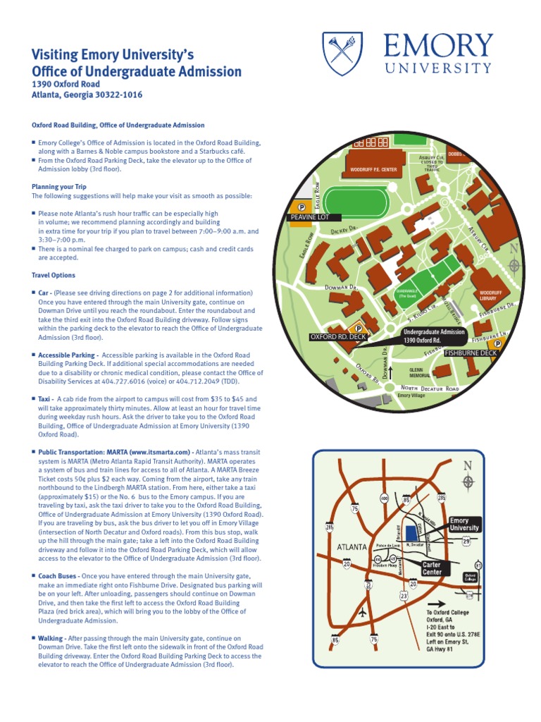 Visiting Emory University's Office of Undergraduate Admission | PDF ...