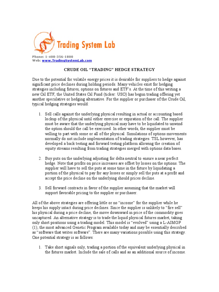 CRUDE OIL Hedge-Strategy | PDF | Hedge (Finance) | Option (Finance)