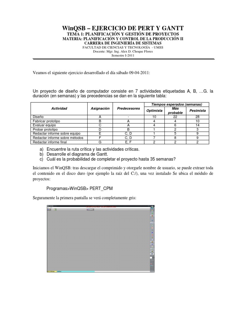 Winqsb Tutorial Pert Gantt | PDF | Informática y tecnología de la información | Science