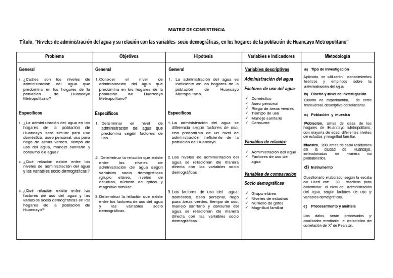 Matriz Agua | PDF | Demografía | Interacciones de disciplina académica