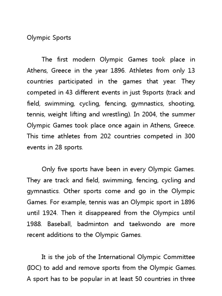 Olympic Sports | PDF | Olympic Sports | Olympic Games