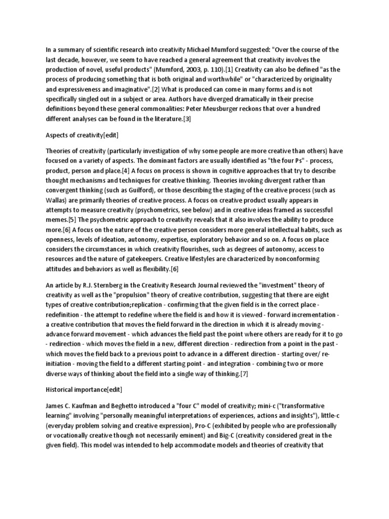 Exploring the Complex Nature of Creativity Through its Definitions ...