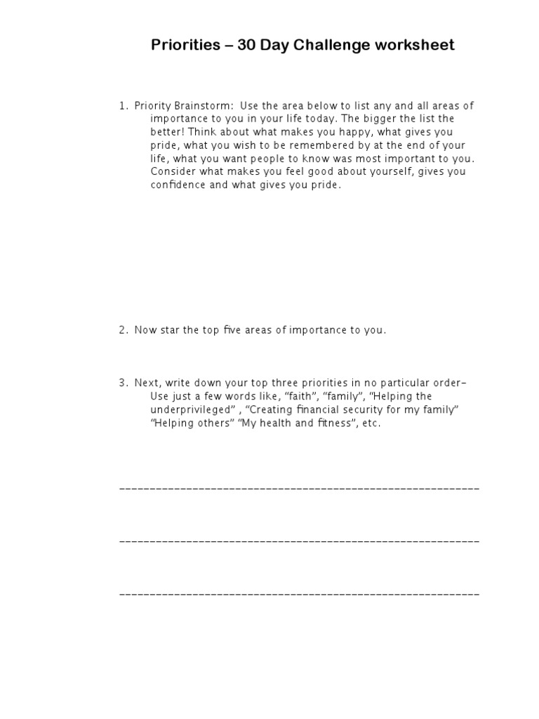 Priority Worksheet Day2 - CJ | PDF | Business | Psychology