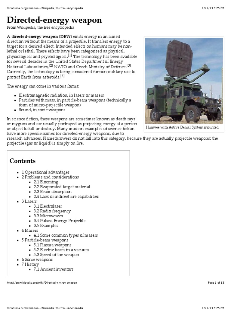 Directed-Energy Weapon - Wikipedia, The Free Encyclopedia | PDF | Laser ...