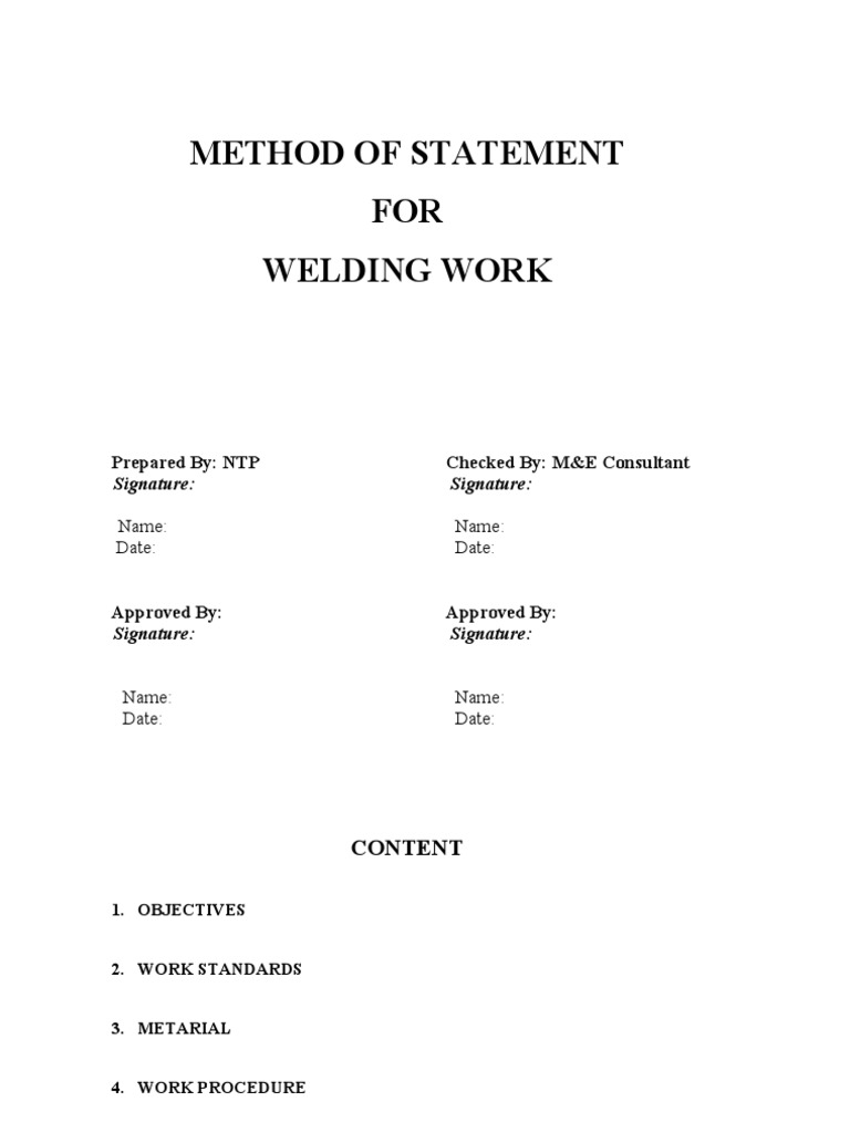 Welding Method Statement Overview | PDF | Home & Garden | Computers