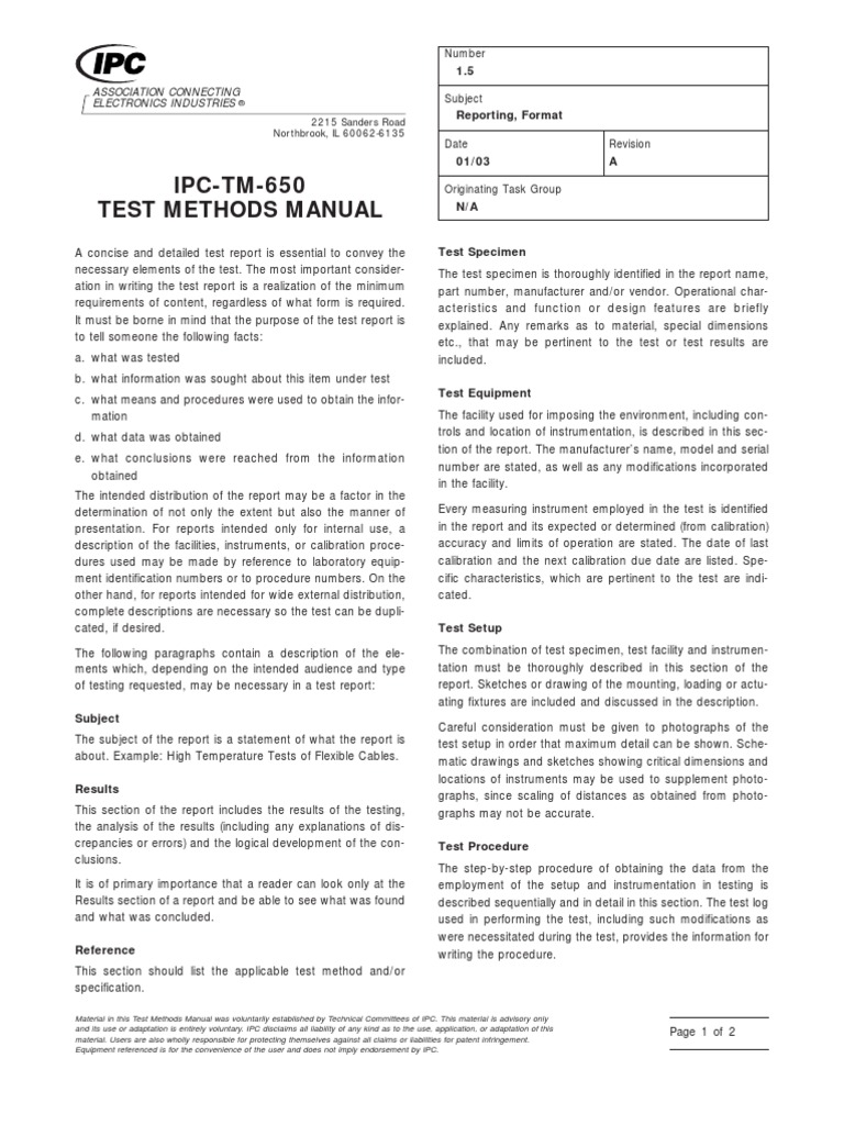 Ipc TM 650 | PDF | Instrumentation | Calibration