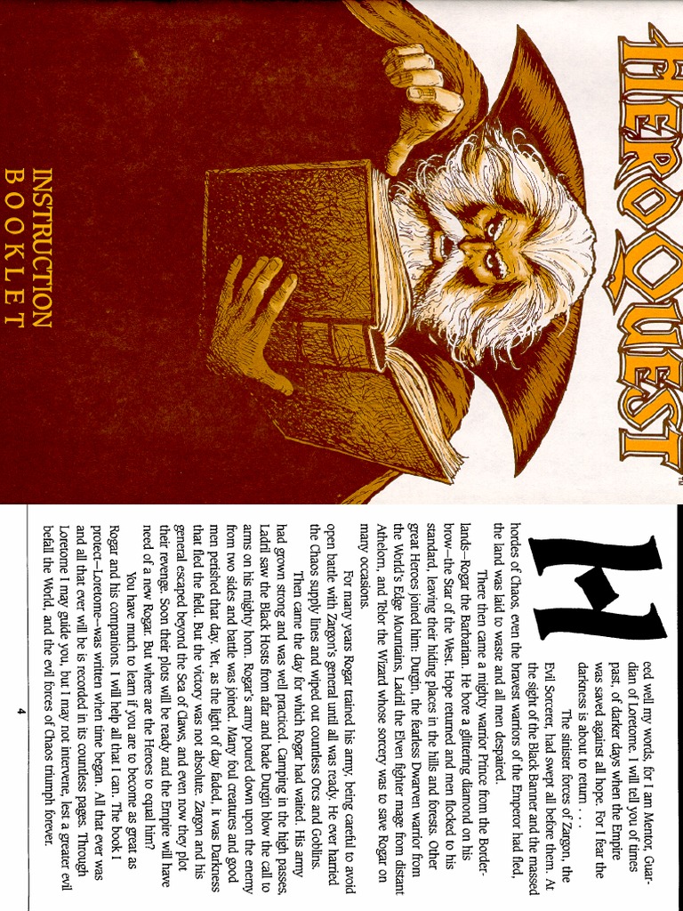 HeroQuest Rulebook - Main Rulebook (European) | PDF