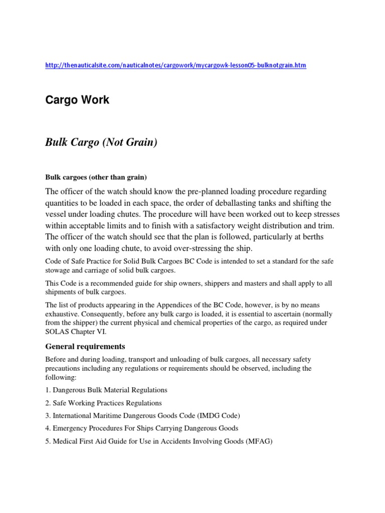 Code of Safe Practice for Bulk Cargoes | PDF | Cargo | Dangerous Goods
