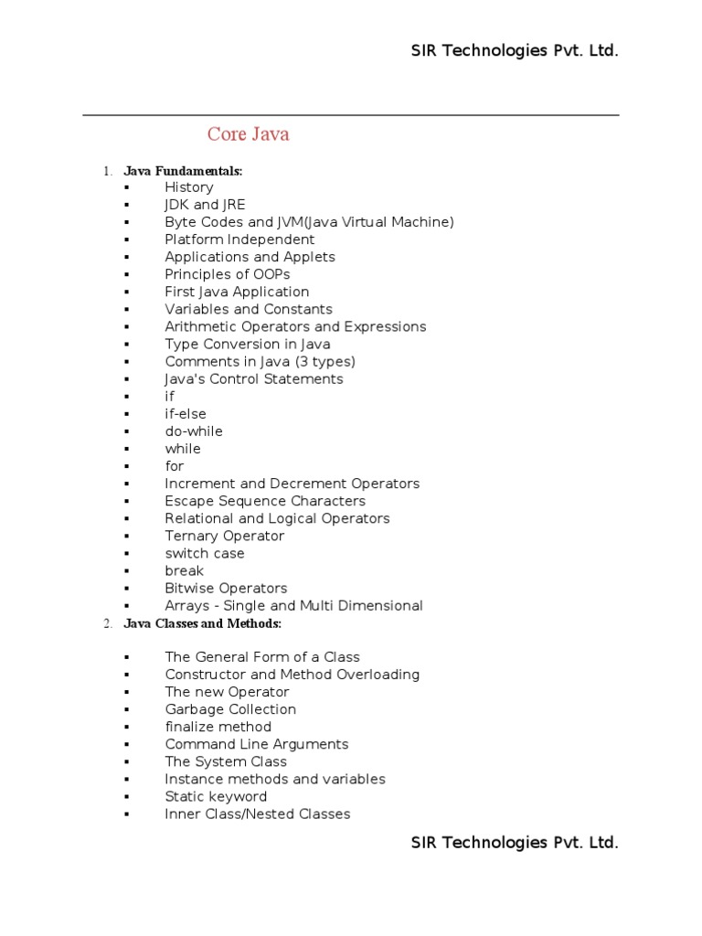 Java Syllabus | PDF | Spring Framework | Java Server Faces