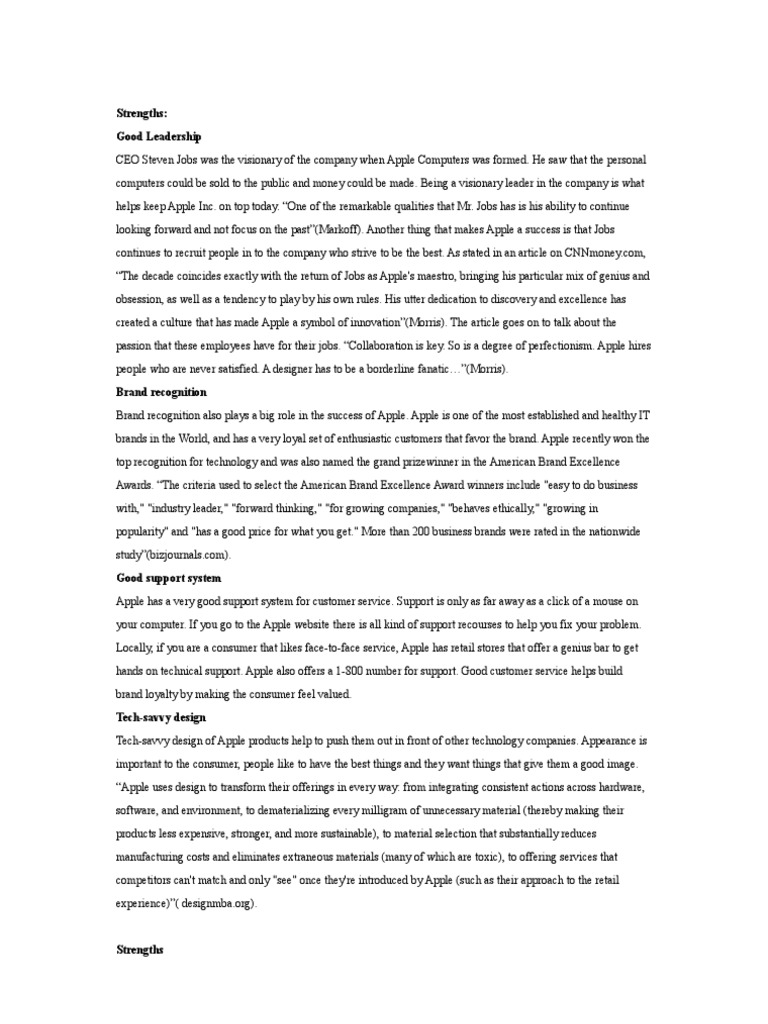 Apple Strengths | PDF | Apple Inc. | I Pod