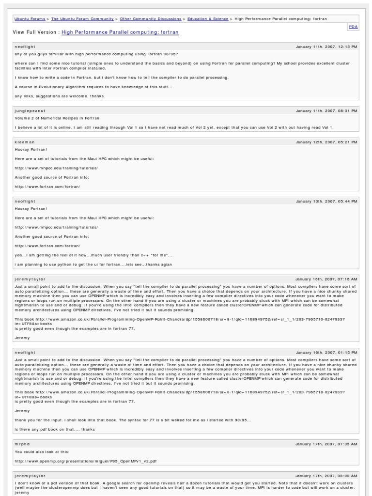 High Performance Parallel Computing: Fortran: View Full Version | PDF ...