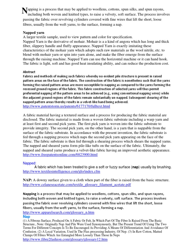 Napping | PDF | Textiles | Yarn